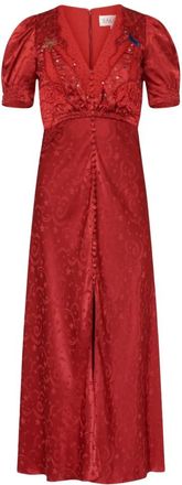 Saloni Lea Long Seidenkleid - - Dresses - Damen - Rot - L