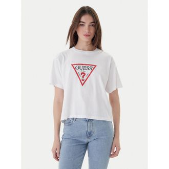 Guess T-Shirt W4YI73 K8HM0 Wei&szlig; Boxy Fit
