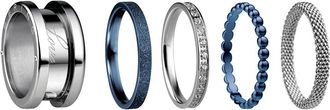Bering Austauschbar Ring Set für Damen in Silber & Blau mit einzigartigem Twist- & Change System, Symphony-Set-A