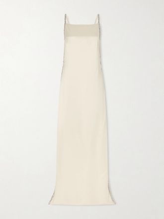 TWP It Had To Be You Robe Aus Satin Mit Kristallen - Wollwei&szlig;