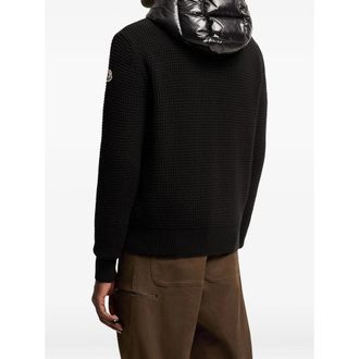 Moncler Quilted and Waffle-Knit Down Jacket - Black