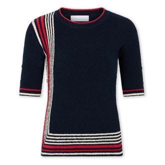 Paco Rabanne Marineblau gestreiftes T-Shirt aus Frottee-Jersey - - Knitwear - Damen - Blau - L