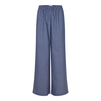 Lollys Laundry Gestreifte Hose mit Elastischem Bund Dunkelblau - - Trousers - Damen - Blau - 2XL