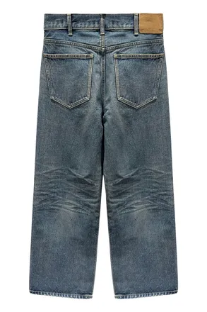 Celine Womens Wide-Leg Jeans Dark Blue Denim Cotton