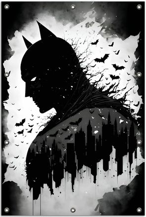 Wallario Outdoor-Poster f&uuml;r Garten oder Balkon W&auml;chter &uuml;ber der Stadt, Motivbanner Gr&ouml;&szlig;e: ca. 80 x 120 cm, Outdoor-Bild