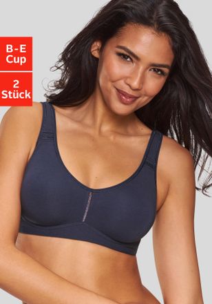 Petite Fleur T-Shirt-BH PETITE FLEUR, Damen, Gr. 100, Cup E, blau (marine, wei&szlig;), Jersey, Obermaterial: 95% Baumwolle, 5% Elasthan, Basic, BHs T-Shirt-BH, ohne B&uuml;g