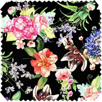 Novely OXFORD 210D - D177 Bunte Blumen Hortensien - Bedruckter Polsterstoff - Outdoor Dekostoff - Wasserabweisende Reißfeste Meterware 1lfm