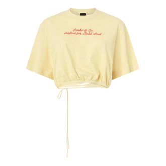 Pinko Pinko, Femme, Tops, Jaune, Taille: 40 FR Caldes Maglia Jersey Ricamo