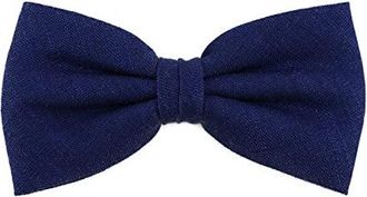 TigerTie Noeud papillon uni uni avec noeud pré-noué 100 % lin + boîte de rangement, Marine, Taille Unique