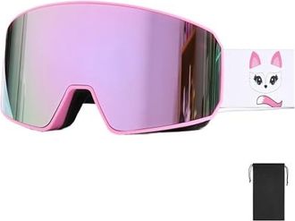 Generic Lunettes de ski pour adultes, lunettes de snowboard avec rev&ecirc;tement anti-bu&eacute;e design OTG, violet, Taille unique