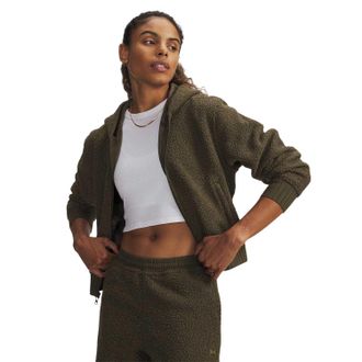 Under Armour Fleecejacke f&uuml;r Damen, kurz geschnitten, Hochflor (Gr&uuml;n)
