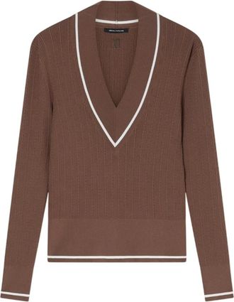 A|X Armani Exchange Femme, Pulls, Brun, Taille: 36 FR Maille V &agrave; col V