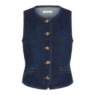 Inwear Femme, Vestes, Bleu, Taille: 42 FR Gilet en Denim Lavage Fonc&eacute; avec Boutons