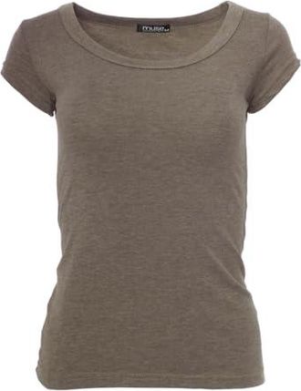 Easy Young Fashion T-shirt Romina pour femme, Marron chiné, M