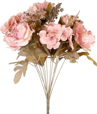 Matches 21 Englische Rosen Blumenstrauß 47 cm in Trockenoptik Altrosa - Kunstblumen wie echt für Herbstdeko