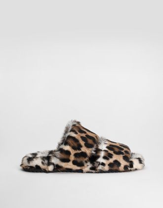 Dolce & Gabbana Leo Kid Leather Slides - Frau Pantoletten Und Mules Print 36