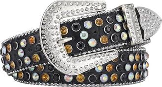 Generic Ceinture en cuir synthétique avec strass pour femme, style cowboy occidental, accessoire de robe jeans, 8, 105 cm