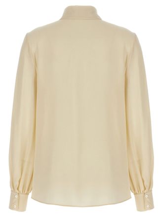 Valentino Garavani Black Bow-Trimmed Blouse - Cream