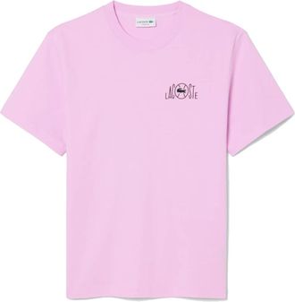 Lacoste Homme, Tops, Rose, Taille: XL T-shirt Imprim&eacute; en Coton