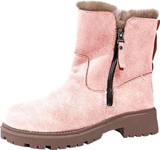 Generic Bottes de neige pour femme - Confortables et d&eacute;contract&eacute;es - Bottes dhiver &agrave; talon bas - Fermeture &eacute;clair lat&eacute;rale - Confortables - Doublure en fausse