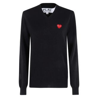 Comme Des Gar&ccedil;ons Femme, Pulls, Noir, Taille: 36 FR Knit Rhinestone Emblem
