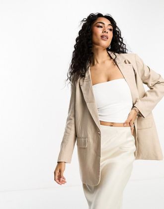 Only Only - Blazer oversize en lin - Taupe-Neutral