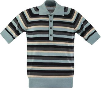 PT01 Pt01, Homme, Tops, Multicolore, Taille: XL Pull Polo en Tricot Ray&eacute;