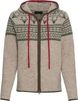 Reitmayer Jacquard-Zipp-Strickjacke Grau/Grün/Rot 34