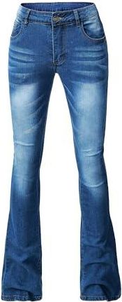 Generic Jean Bleu pour Femme, Extensible, Taille mi-Haute, évasé, Pantalon en Denim Vieilli à Pattes déléphant