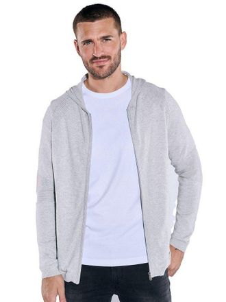 Emilio Adani Cardigan Herren Cardigan mit Kapuze, Silbergrau