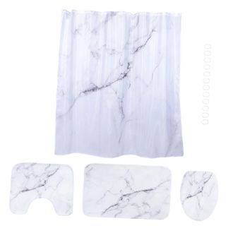 Cabilock 1 Set Bedruckte Bodenmatte Wc Vorleger F&uuml;r Den Innenbereich Badezimmerteppiche Marmor Badezimmerzubeh&ouml;r Rutschfester Toilettenvorleger Badezimmerl&auml;ufe