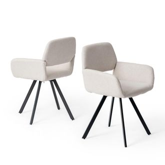 Furniture R Drehstuhl f&uuml;r Wohnzimmer, 2er-Set, elegante Akzentst&uuml;hle mit weichem Stoffsitz und Metallsockel, f&uuml;r Wohnzimmer, Schlafzimmer, Beige