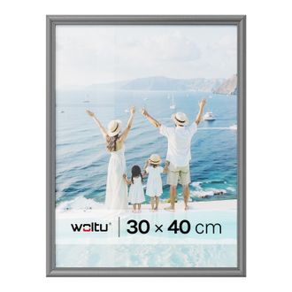 Woltu Bilderrahmen 30x40, Fotorahmen aus Massivholz und PS-Platte, Holzrahmen mit Passepartout, zum vertikalen oder horizontalen Aufhängen/Aufstellen, Poste
