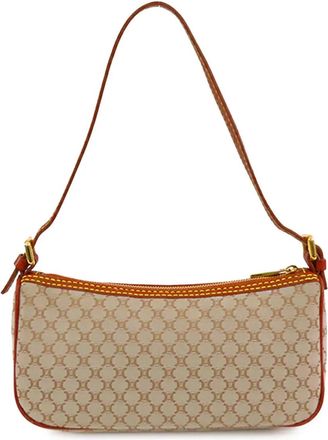 Celine 20th Century Macadam Canvas Schultertasche - Braun