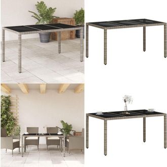 vidaXL Gartentisch mit Glasplatte Hellgrau 150x90x75 cm Poly Rattan - Gartentisch - Esstisch - Outdoortisch - Terrassenm&ouml;bel - Balkonm&ouml;bel - Home & Living