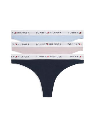 Tommy Hilfiger String, Damen, Gr. XL (42/44), 3 Stk., navy, breezy orchid, sweet blau, Jersey, Obermaterial: 95% Baumwolle, 5% Elasthan, TOMMY HILFIGER UNDERWEAR, k&ouml;