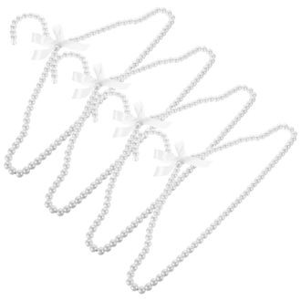 Hemobllo 4 St&uuml;ck Perlen Kleiderb&uuml;gel mit Schleife 40cm Rutschfester Brautkleiderb&uuml;gel aus Robustem Kunststoff f&uuml;r Brautkleider und Haushaltskleidung