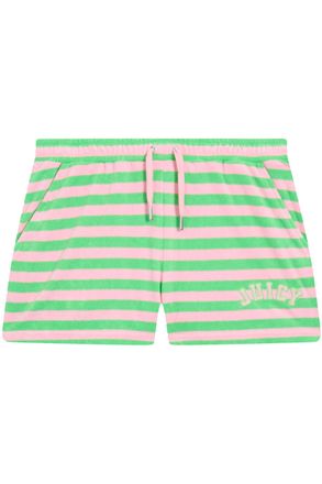 Juicy Couture Damen Perkin Drawstring Damenshorts Sommershorts aus Frottee mit Appliaktionen in versch. Farben L&auml;ssige Shorts, Heritage Stripe, S