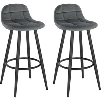 Woltu Barhocker 2er Set, Barstuhl mit Samtbezug, gepolsterter K&uuml;chenhocker, mit R&uuml;ckenlehne und Fu&szlig;st&uuml;tze, Design Hocker, Tresenhocker, Thekenhocker