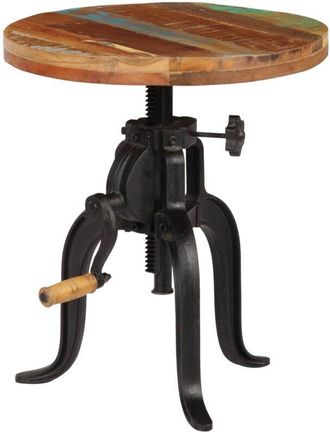 vidaXL Vidaxl - Table dappoint en bois de r&eacute;cup&eacute;ration 45x (45-62) cm - Hauteur r&eacute;glable - Pieds en fonte pour stabilit&eacute; - Finition polie et laqu&eacute;e