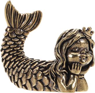 Amosfun Vintage-Stil Meerjungfrau Messing Meerjungfrau Figuren Chinesische Wohnkultur Schreibtisch B&uuml;cherregal Ornament