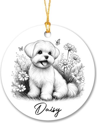 Generic Malteser Hund Geschenkanh&auml;nger Keramik Weihnachtsbaum Deko Mit Schnur Weihnachtsdeko