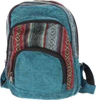 Guru Shop Rucksack, Stonewash Freizeitrucksack, Ethno Look Rucksack - Petrol, Unisex - Erwachsene, Baumwolle, 30x25x13 cm