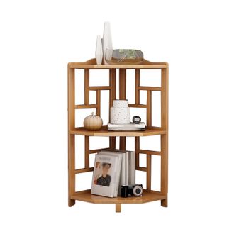 Generic Eck-B&uuml;cherregal, dreieckiges B&uuml;cherregal aus Holz, B&uuml;cherregal, geeignet for die Aufbewahrung von B&uuml;chern, Fotoalben und Dekorationen zu Hause(31x31x6