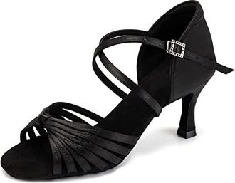 Generic Chaussures de danse latine pour femme - Marron clair - Bout ouvert - Pour salle de bal - Salsa Tango Performence Danse - Pointure 38 - Confortables - 