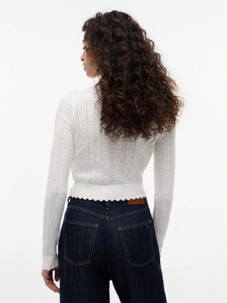Tommy Jeans Strickjacke TJW POINTELLE CARDIGAN Viskosemischung, Pointelle Strick, gewellter Saum, Logo Stickerei