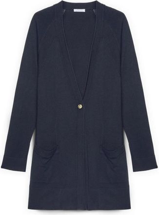 Fiorella Rubino Femme, Pulls, Bleu, Taille: 36 FR Long V-neck Cardigan
