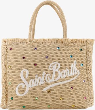 MC2 Saint Barth Vanity Straw raffia handbag with multicolored rhinestones - MC2 SAINT BARTH - gender_Woman