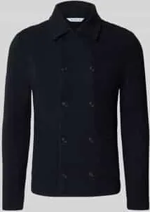 Manuel Ritz Slim Fit Cardigan mit Leinen-Alpaka-Anteil in Strick-Optik