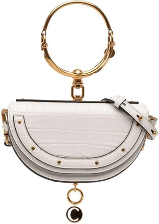 Chlo&eacute; Hobo Bags - Mini Croc Embossed Calfskin Nile Bracelet Satchel - Gr. unisize - in Wei&szlig; - f&uuml;r Damen